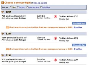 Comparison of Airfares in Turkey